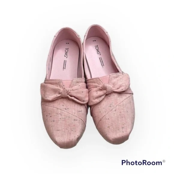 Toms | Shoes | Toms Speckled Linen Bow Alpargata Chalky Pink Shoes ...